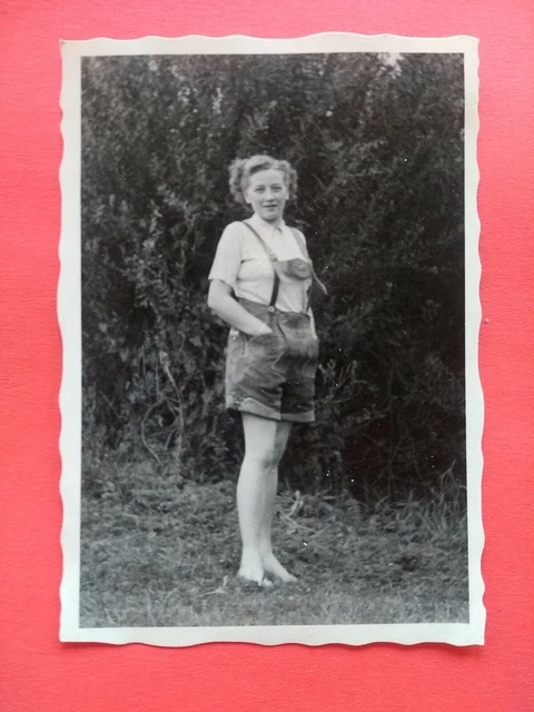 Alt Foto Vintage Antik Hübsche Junge Frau In Lederhose Tracht Mode